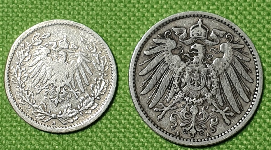 Muenzauktion.com 2940504 - Kaiserreich 1/2 Halbe und 1 Eine Mark ...