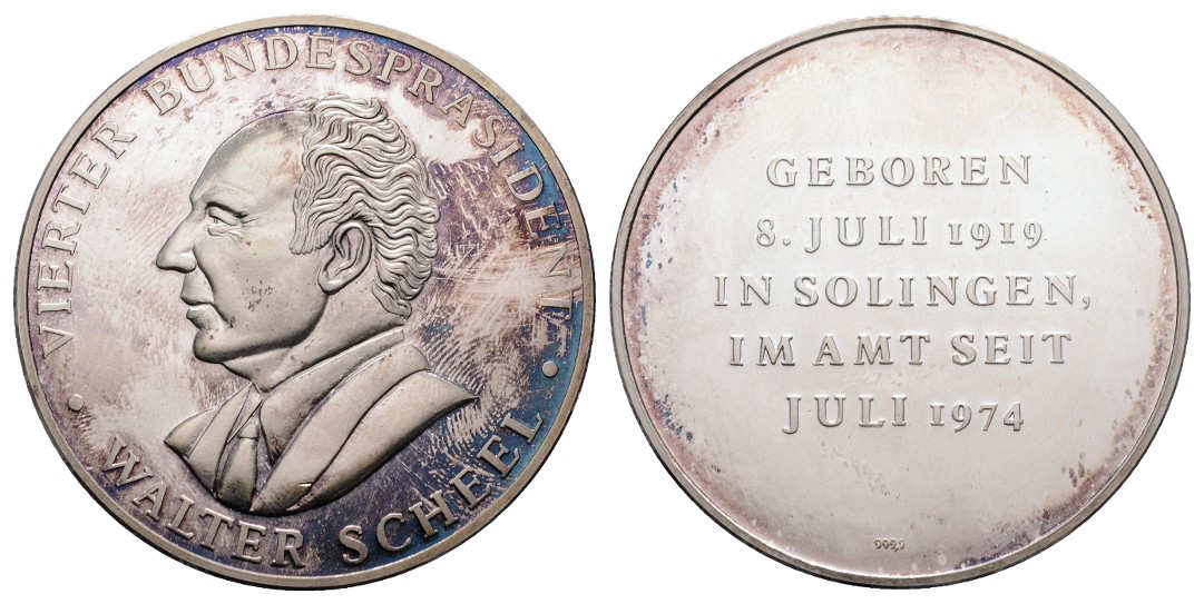 Muenzauktion.com 3060376 - Linnartz BRD Walter Scheel Silbermedaille ...